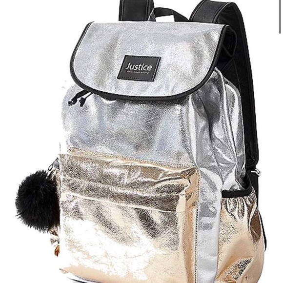 Justice | Bags | Justice Backpack Silver Gold | Poshmark